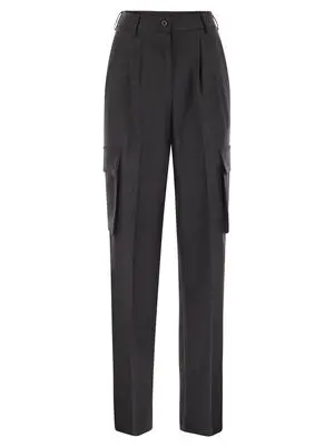 Herno Wool And Viscose Blend Cargo Trousers - Gray