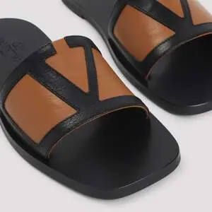 Valentino Garavani Vlogo Leather Flat Sandals