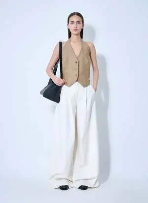Max Mara Sauro Halterneck Waistcoat In Linen