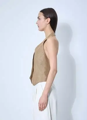 Max Mara Sauro Halterneck Waistcoat In Linen