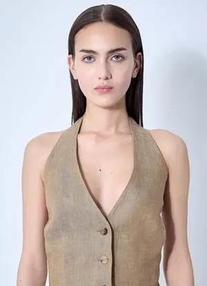 Max Mara Sauro Halterneck Waistcoat In Linen