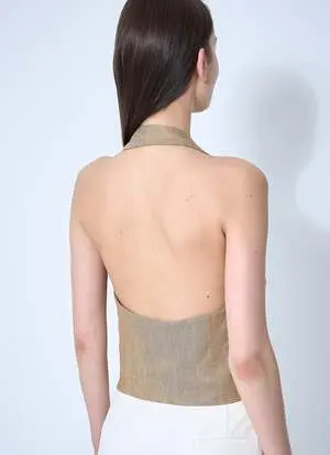 Max Mara Sauro Halterneck Waistcoat In Linen