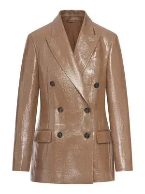 Brunello Cucinelli Double-breasted Blazer In Laminated Fabric