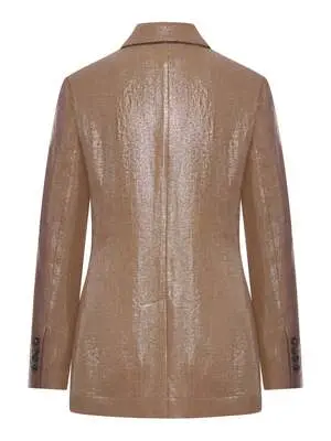 Brunello Cucinelli Double-breasted Blazer In Laminated Fabric