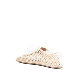 FORTE_FORTE Net Detail Lace-up Flat Sole Trainers - Cream
