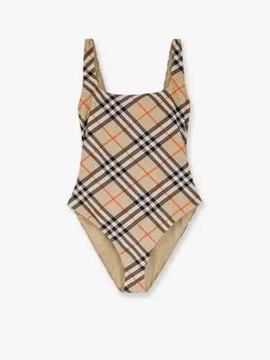 Burberry One-piece Swimsuit With Check Print - Multicolor