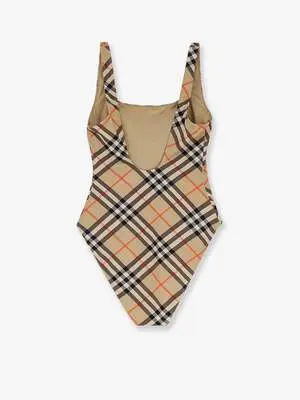 Burberry One-piece Swimsuit With Check Print - Multicolor