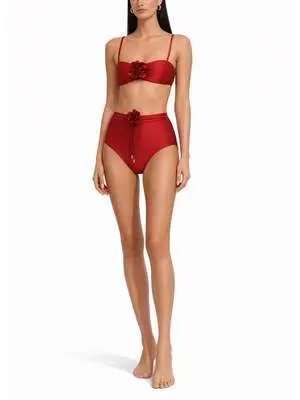 Zimmermann High Waist Bikini Bottom With Flower Detail
