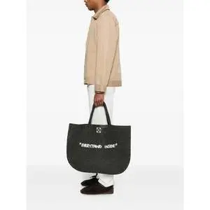 Off-White Woven Tote Bag