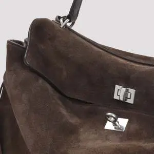 Balenciaga Rodeo M Suede Leather Handbag - Brown