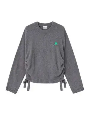 GANNI Wool Blend Sweater With Ruched Detailing - Multicolor