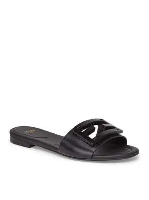 Fendi Slide Baguette In Leather - Black