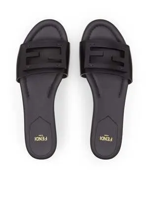 Fendi Slide Baguette In Leather - Black