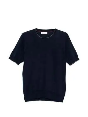 Brunello Cucinelli Cotton Lightweight Knit T-shirt With Contrast Details - Multicolor