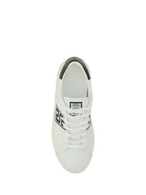 Versace Leather Low Top Sneakers With Greek Embossing