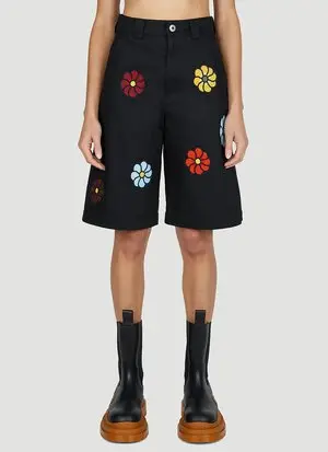 Moncler 1 Jw Anderson Floral Bermuda Shorts - Black