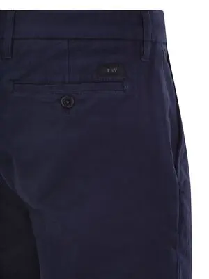 FAY Slim-fit Garment-dyed Cotton Gabardine Trousers - Blue