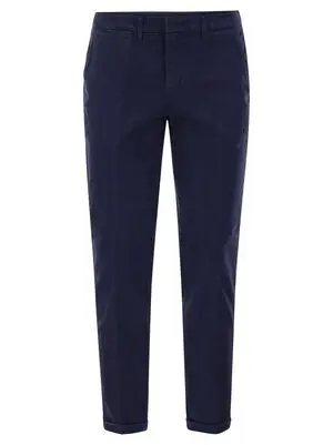 FAY Slim-fit Garment-dyed Cotton Gabardine Trousers - Blue