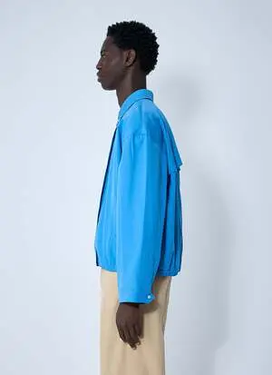 Miu Miu Cotton Poplin Logo Blouson Jacket - Blue