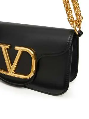 Valentino Garavani Small Locò Shoulder Bag In Calfskin - Black