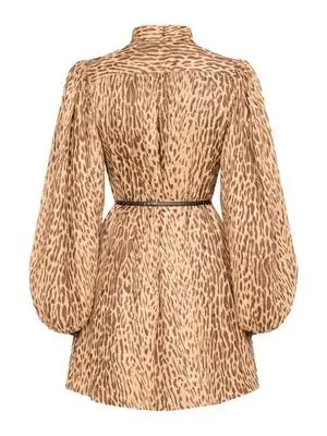 Zimmermann Animal Print Belted Mini Dress - Multicolor