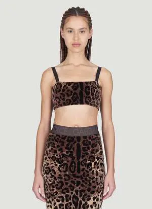 Dolce & Gabbana Leopard Print Crop Top - Brown