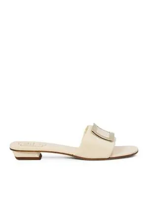 ROGER VIVIER Padded Leather Mules With Square Buckle
