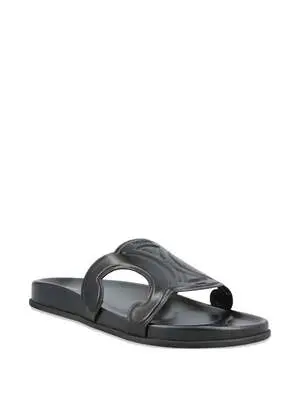 Celine Triomphe Suede Leather Slides - Multicolor