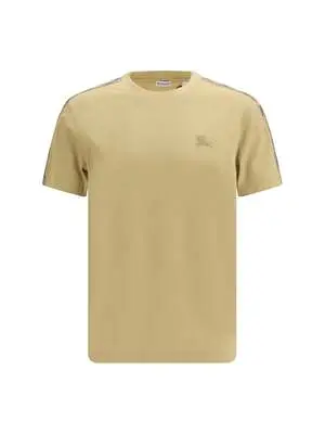 Burberry T-shirt With Check Trims - Cream