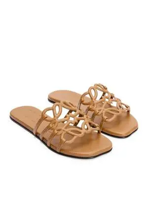 Loewe Anagram Petal Slide In Calfskin - Brown