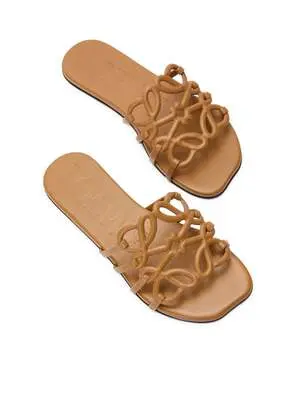 Loewe Anagram Petal Slide In Calfskin - Brown