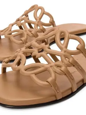 Loewe Anagram Petal Slide In Calfskin - Brown