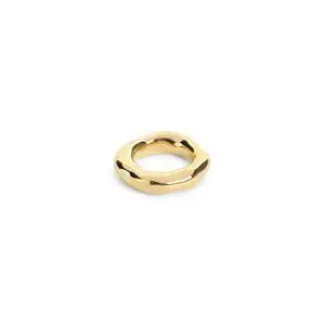 JIL SANDER Brass Ring With Engraved Logo - Silver