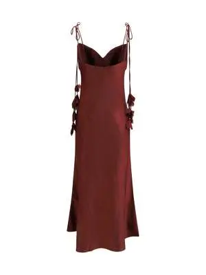 SELF-PORTRAIT Satin Flower Midi Dress