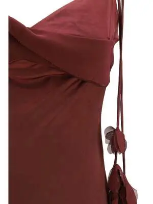 SELF-PORTRAIT Satin Flower Midi Dress