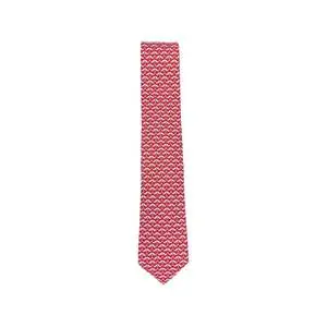 FERRAGAMO Silk Fox Pattern Neck Tie - Red