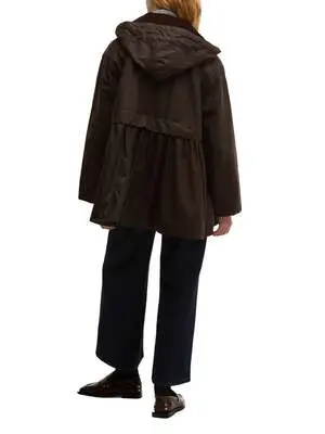 BARBOUR X GANNI Waxed Cotton Parka With Hood - Brown