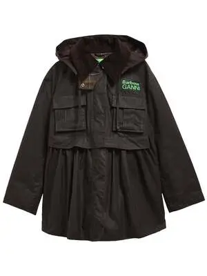 BARBOUR X GANNI Waxed Cotton Parka With Hood - Brown