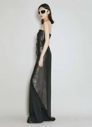 Rick Owens Long Sequin Embellished Silk Bandeau Top