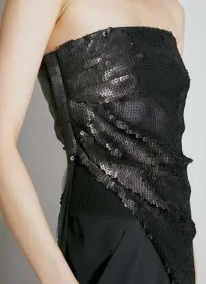 Rick Owens Long Sequin Embellished Silk Bandeau Top
