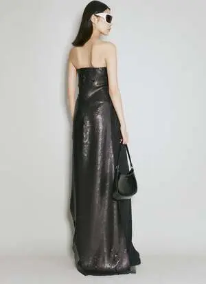 Rick Owens Long Sequin Embellished Silk Bandeau Top