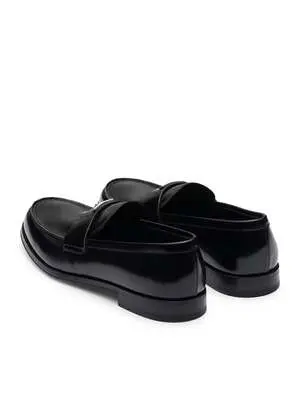 Prada Brushed Leather Loafers - Black