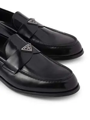 Prada Brushed Leather Loafers - Black