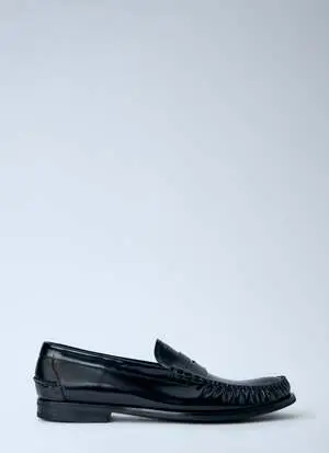Prada Brushed Leather Loafers - Black