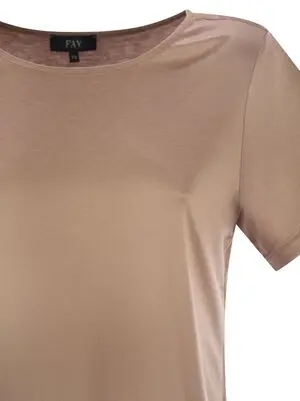 FAY Jersey T-shirt With Boat Neckline - Brown