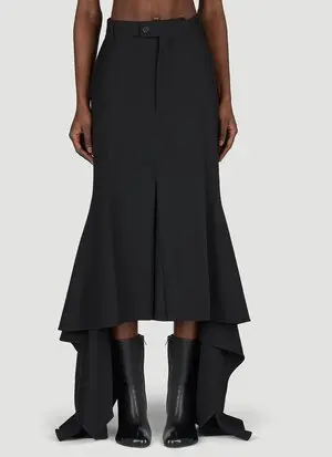 Balenciaga Godet Draped Midi Skirt - Black