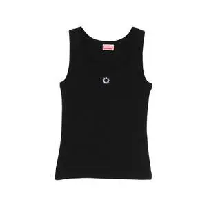 Kenzo Logo Patch Cotton Tank Top - Black