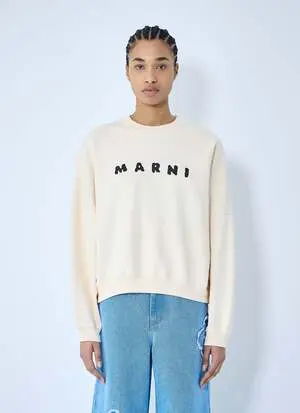 Marni Logo Print Crewneck Sweatshirt - Cream