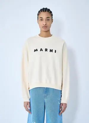 Marni Logo Print Crewneck Sweatshirt - Cream