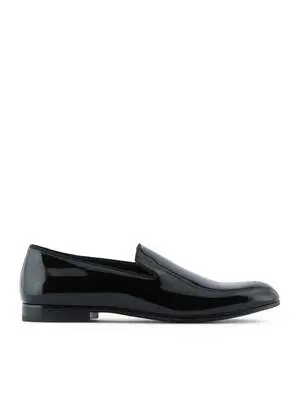 Giorgio Armani Patent Leather Slip-on Loafers - Black